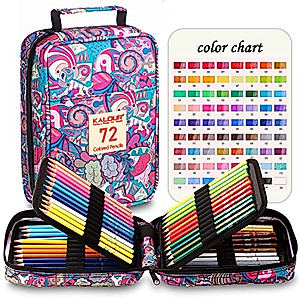KALOUR Premium Colored Pencils for Adult Coloring Book,Set of 72 Colors,Zipper Slot Pencil Case,with Sharpener,Soft Core,7 Metallic Color,Ideal for Layering Blending,for Artists Beginners Kids(Pink)