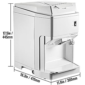 VEVOR Ice Shaver Machine Electric, Snow Cone Machine Commercial 265 LBS/H, Shaved Ice Machine w/Ice Hopper & Lid, 250W Ice Crusher w/Drain Pipe Tabletop Shaved Ice Maker w/Adjustable Fineness White