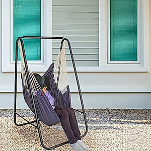 YUCAN Hammock Chair Stand with Hanging Swing Chair Included,Weather Resistant and Saving Space Stand Max 450 Lbs, Quality Cotton Weave Wrap Whole,Suitable for Indoor Outdoor Patio Yard（Grey） Patented