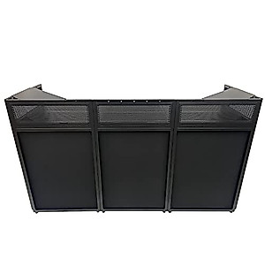 Mega 73" Wide DJ Event Facade White/Black Scrim Booth Two Top Corner Table Tops Largest DJ Facade Booth Available! Lightweight Aluminum