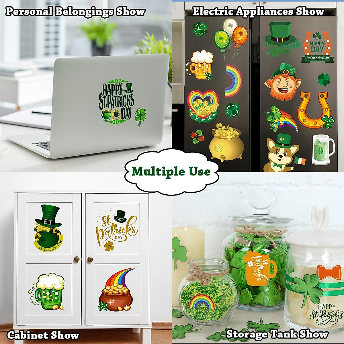 Leesgel 4 Sheets St Patricks Day Stickers Shamrock Stickers, St Patricks Day Party Favors Supplies, St Saint Patricks Day Stickers Party Decorations Accessories (51pcs)