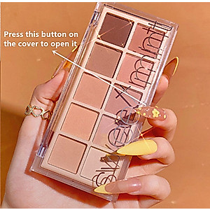 Go Ho 10 Colors Eyeshadow Palette,All Matte Eyeshadow Palette Makeup,Highlg Pigmented Blendable Shades,Naturing-Looking,Waterproof Cool/Warm-toned Eyeshadow Makeup Palette,05