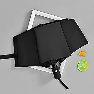 Automatic umbrella windproof travel umbrella windproof small lightweight sturdy steel shaft mini folding and portable backpack car purse men and women umbrella business solid color umbrella sun umbrella windproof umbrella (Vinyl Black)