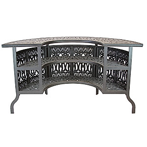 Cast Aluminum Outdoor Curved bar Table with Storage Patio Furniture Desert Bronze.