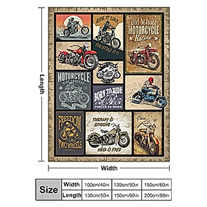 Motorcycle Blanket Gifts for Men and Women Throw Blanket for Couch Sofa Bed Plush Throw Fleece Blanket Soft Cozy Bedding for Kids and Adults Bedroom Size 50"x40"
