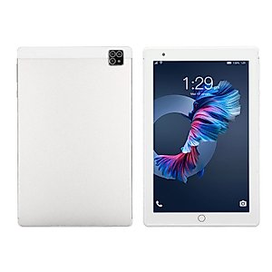 Yoidesu 8in Tablet Silver Expandable 128GB Support Calls 4GB 64GB RAM Front 200w Rear 800w 1920x1200 for Android 10 100 to 240V (US Plug)