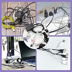 20 Pcs Silicone Zip Ties, Reusable Wire Ties 4.5'' Rubber Cable Ties Straps for Wire Management Home Office Table Organizer, Elastic Cord Ties in White, Black, Pink, Purple, and Blue