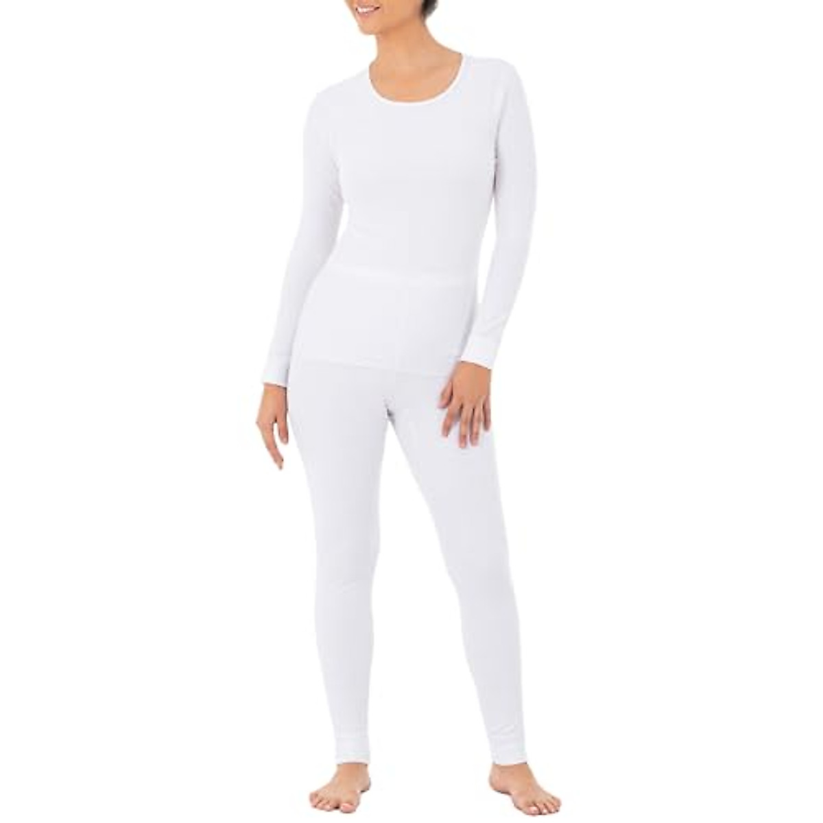 Fruit of the Loom Women's Micro Waffle Premium Thermal Set, White, Medium