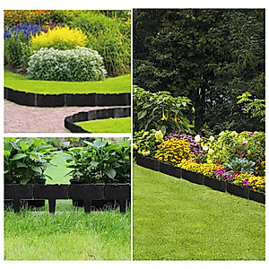 CYEAH Garden Edging Set of 20, 16 Ft Landscape Edging, Flower Bed Edging, DIY Plastic Fencing, Mitation Stone Effect Garden Borders for Lawn, Walkway