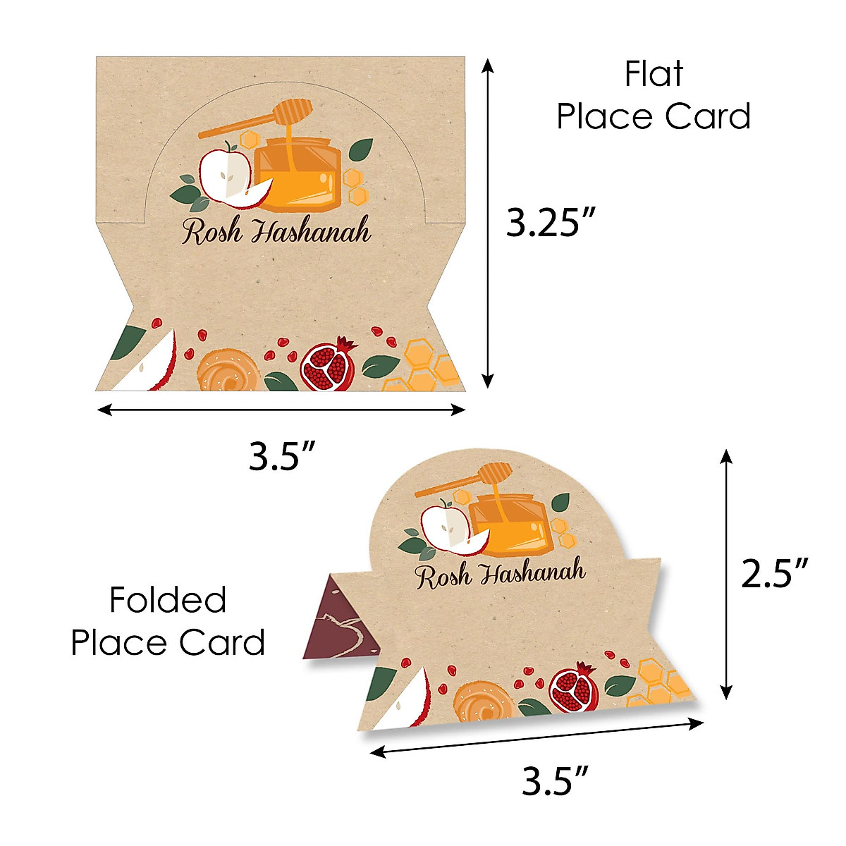 Big Dot of Happiness Rosh Hashanah - Jewish New Year Party Tent Buffet Card - Table Setting Name Place Cards - Set of 24