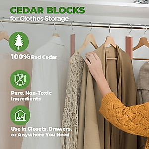 Ucomins Cedar Blocks 50Pack, Red Cedar Rings, Balls & Sachets for Closet and Drawer Storage, Scented Cedarwood for Clothes