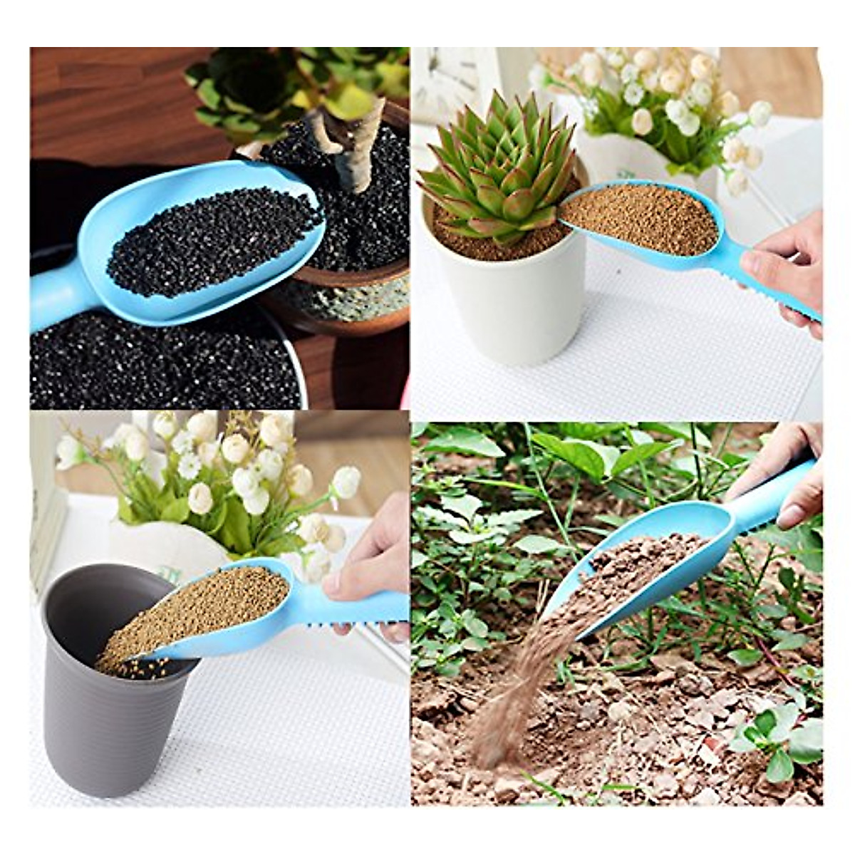 Annymall Composite Muti-Functional Scoop, 2 Piece Plastic Homegrown Gardening Tool Flowerpot Shovel Scoop, Pet's Food Scoop, Beach Sand Shovel 10‘’