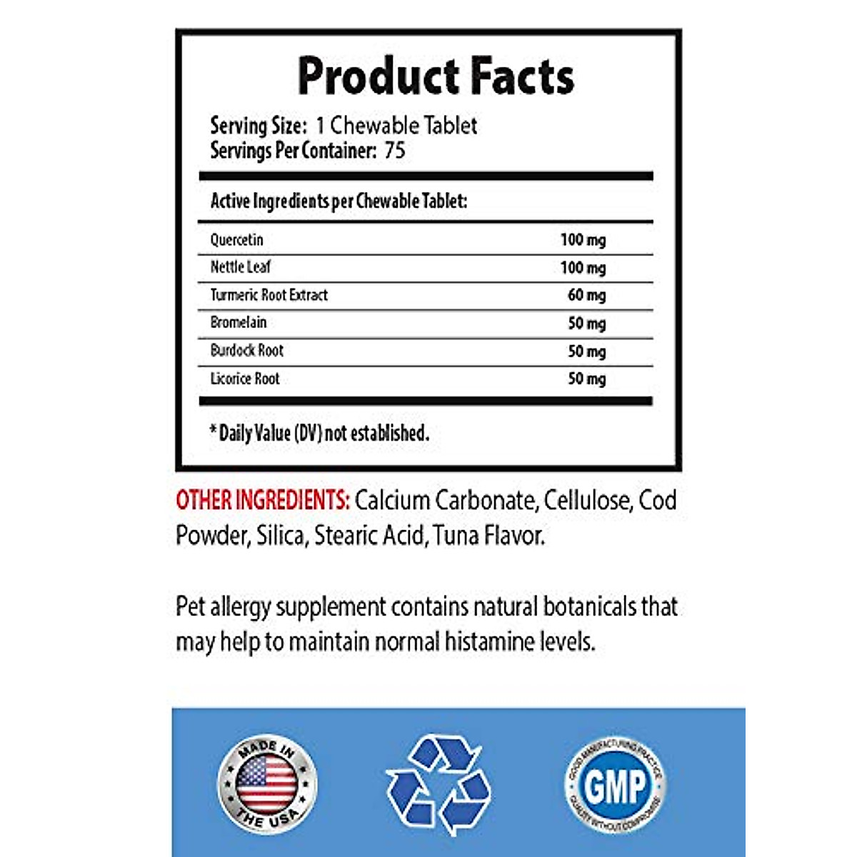 I Love My Pets Dog Immune Treats - Dog Allergy Relief - Itch Relief - Premium Quality - Dog Supplements for Skin and Coat - 1 Bottle (75 Treats)