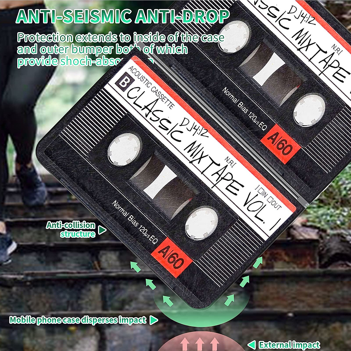 for Microsoft Surface Duo Case 2020, Rossy Ultra Slim Lightweight Hard PC Shookproof Protection Anti-Scratch Phone Case Cover for Microsoft Surface Duo 8.1" 2020, Retro Audio Cassette