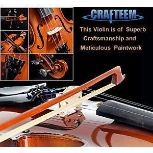 Crafteem Spruce and Maple Solid Wood Violin Outfit for Beginner Kids & Adults -Craft Your Perfect Sound and Begin Your Musical Journey with Confidence.