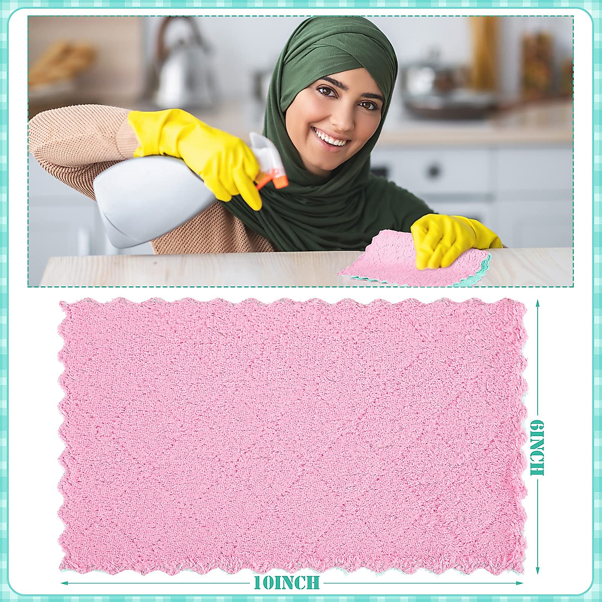 100 Pcs Kitchen Cloth Dish Towels Bulk Reusable Dishcloths Nonstick Oil Kitchen Towels Absorbent Coral Velvet Dishtowel Washable Microfiber Cleaning Cloth Fast Drying Kitchen Rag for Table Chair Glass