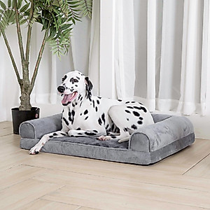 Sivomens Orthopedic Dog Bed for Large Dogs, Thick Egg-Crate Bolster Dog Bed with Sides, Removable Washable Cover and Nonskid Bottom Pet Sofa beds for Comfortable Sleep