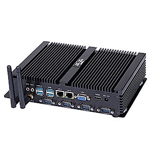 PARTAKER Powerful Mini Desktop Computer, Fanless Industrial PC, Intel Core i5 3317U, 8GB Ram 512GB SSD, 2xNICs, 4xUSB 3.0, 4xCOM RS232, HD Port, Aluminum Alloy Chassis, Windows 11 Pro