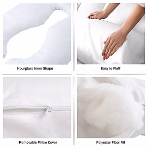 Bluestone Pregnancy, Full Body Maternity Pillow with Contoured U-Shape, Back Support, White