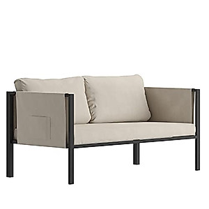 Flash Furniture Patio Lounge Loveseat, Set of 1, Light Gray
