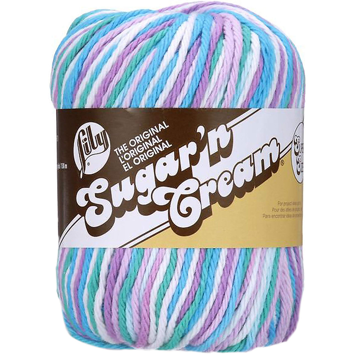 Lily Sugar'n Cream Super Size Ombres Yarn, 3 oz, Beach Ball Blue, 1 Ball