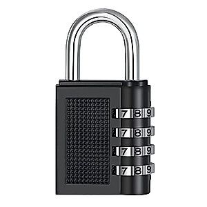 ZHEGE Gym Lock, 4 Digit Combination Lock for Locker, Fence, School, Toolbox, Hasp Storage (Black)
