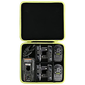 Khanka Hard Battery Storage Box Holder Carrying Case Replacement for Ryobi 12v/18v/40v Li-ion Battery and Charger - Holds 12V 20V 40V 1.5/2.0/2.5/3.0/3.5/4.0/5.0/6.0-Ah Battery, Charger (Case Only)