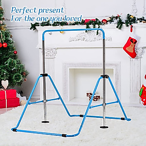 PUPZO Gymnastics Bar Height Adjustable Horizontal Kip Bar Folding Junior Training Bar for Kids