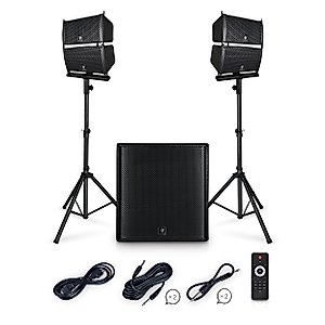 PRORECK Club 4000 18-inch 4000W P.M.P.O Stereo DJ/Powered PA Speaker System Combo Set Line Array Speaker and 18 inch Active Subwoofer with Bluetooth/USB/SD Card/Remote Control