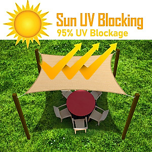 6' x 8' Sun Shade Sail Canopy Awning Permeable Fabric Pergola Cover, for Outdoor Patio Lawn Garden Backyard Carport, Beige