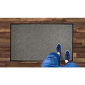 WaterHog Diamond | Commercial-Grade Entrance Mat with Rubber Border – Indoor/Outdoor, Quick Drying, Stain Resistant Door Mat (Charcoal, 4' x 6')