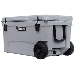 Driftsun 70 Quart Wheeled Ice Chest, Heavy Duty, High Performance Commercial Grade Insulated Rolling Cooler, Grey