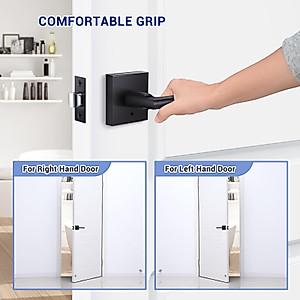 Ohuhu Black Door Handle, 6 Pack Door Knobs Interior Matte Heavy Duty Privacy Door Lever with Lock - Square Modern Passage Locking Set Contemporary Reversible Keyless for Bedroom Bathroom Satin Zinc