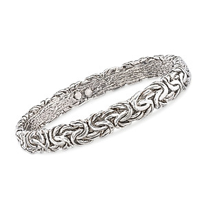 Ross-Simons Italian Sterling Silver Flat Byzantine Bangle Bracelet. 8 inches