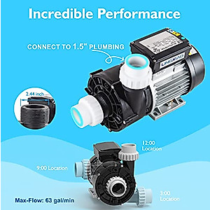 LINGXIAO WTC50M SPA Circulation Pump & Hot Tub Circulating Pump, LX Pump Motor, 0.35HP, 230V,1.5"Port, Fully Compatible with OEM Models (Mode: WTC50M)