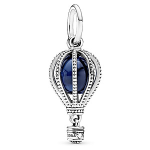 Pandora Blue Hot Air Balloon Travel Charm - Compatible Moments Bracelets - Jewelry for Women - Gift for Women in Your Life - Made with Sterling Silver & Man-Made Crystal
