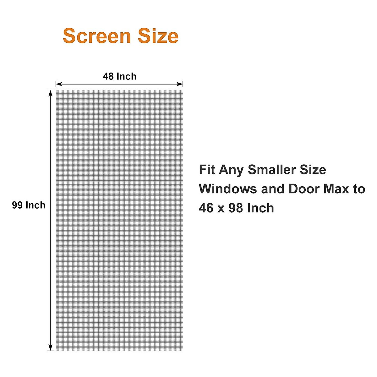MAGZO Window Screen Replacement Mesh 48"W x 99"L - DIY Adjustable Polyester Pet Proof Screen Door Mesh for Patio Window Screen Repair Kit, Durable, Washable, Gray