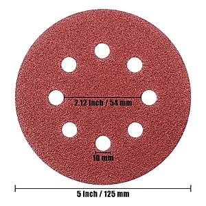 100 Pieces 5 Inch Sanding Disc 40 Grit, DRLIFE 8 Hole Sandpaper Hook and Loop Sanding Pads Round Orbital Sandpaper for Random Orbital Sander