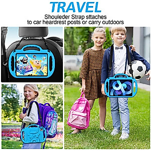 AVAWO Kids Case for iPad 10th 10.9 Inch 2022/iPad Air 6/5/4 2024 Generation Pro 12345- with Shoulder Strap/Handles/Adjustable Kickstand Light Weight Durable Cover for iPad 10 gen, Blue