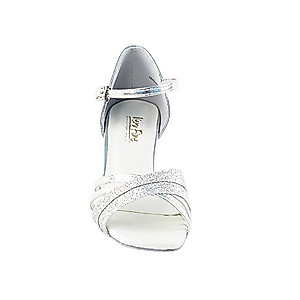 Very Fine Dancesport Shoes - Women's Latin, Rhythm, Salsa Ballroom Dance Shoes - 6030-2.5 inch Heel & Heel Protectors (Silver Stardust & Silver Leather, Size 8.5)