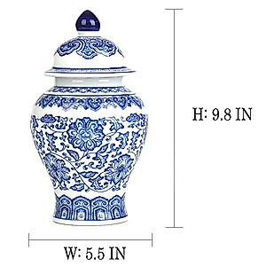 GaLouRo Blue and White Ginger Jars for Home Décor,Small Chinoiserie Porcelain, Good Ideal for Room, Office Decoration,9.8" H