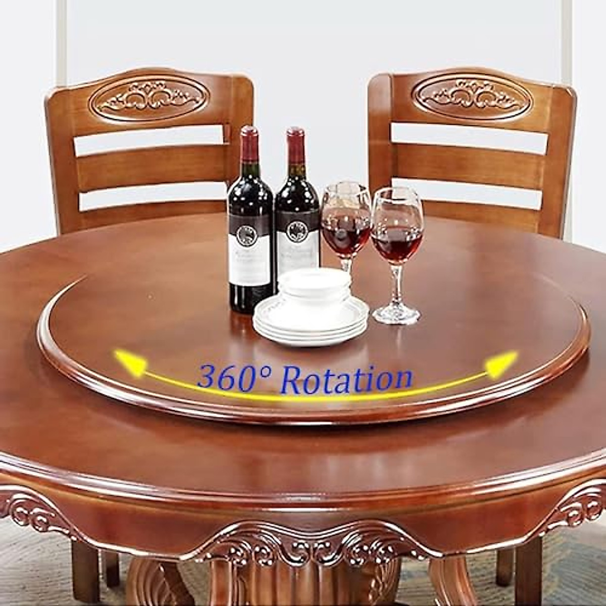 MAGILL Wooden Lazy Susan Turntable for Dining Table Swivel Serving Plate, Oversized Tabletop Rotating Tray 28in 32in 36in Round Solid Wood Tray，Dark (Color : Walnut, Size : 24in/60cm)