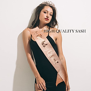 ACO-UINT Birthday Queen Crown for Women, Rhinestone Tiara & Birthday Sash Set Rose Gold Birthday Crowns for Women Girls, Birthday Decorations Birthday Gifts for Women Birthday Party