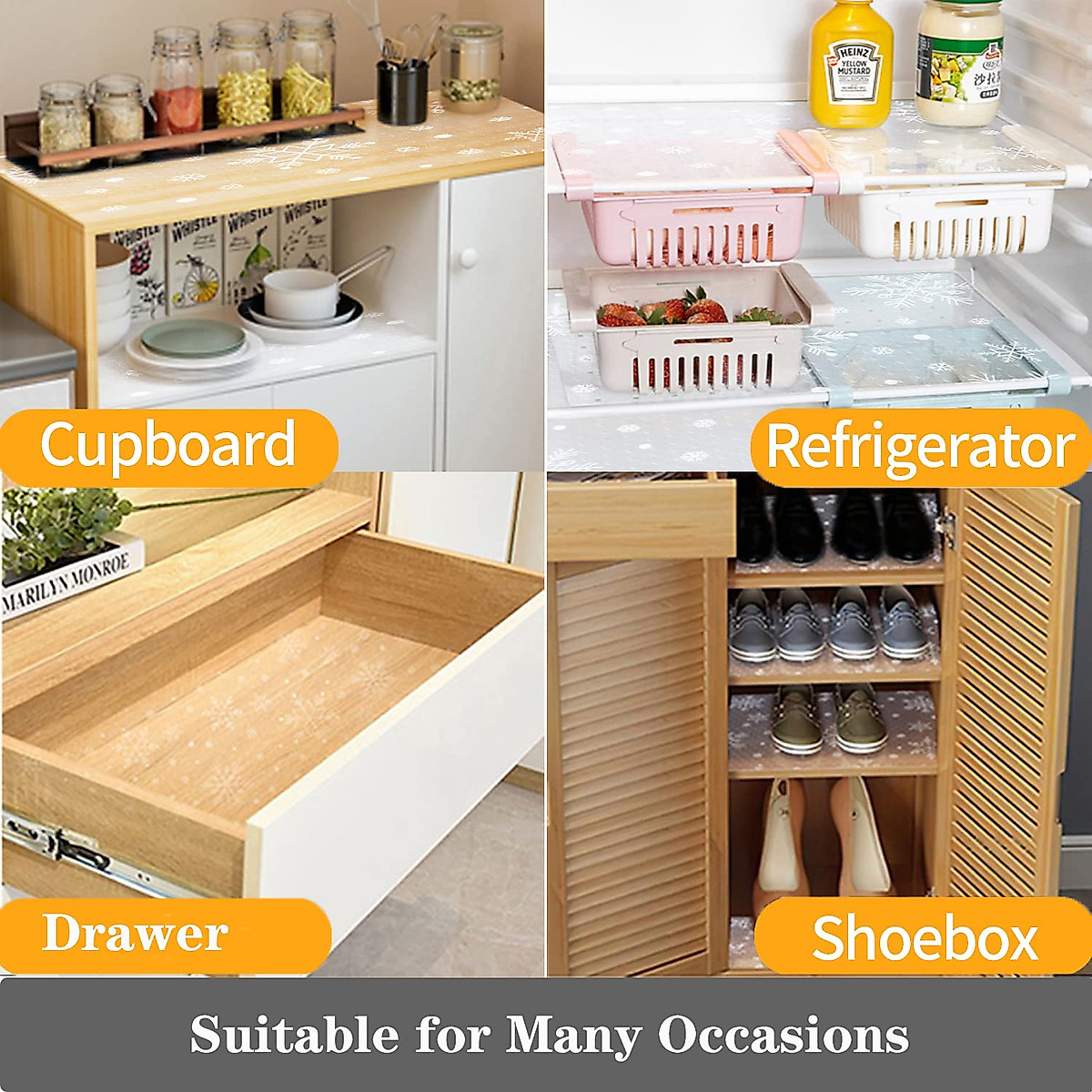 XGOLD Non-Adhesive Non-Slip EVA Shelf Liner Refrigerator Liners Kitchen Cabinet Liner Drawer Mats Clear Liner for Shelves,Cupboard,Closet,Pantry,Table Waterproof Oilproof Washable（17.7 x 118 inch）