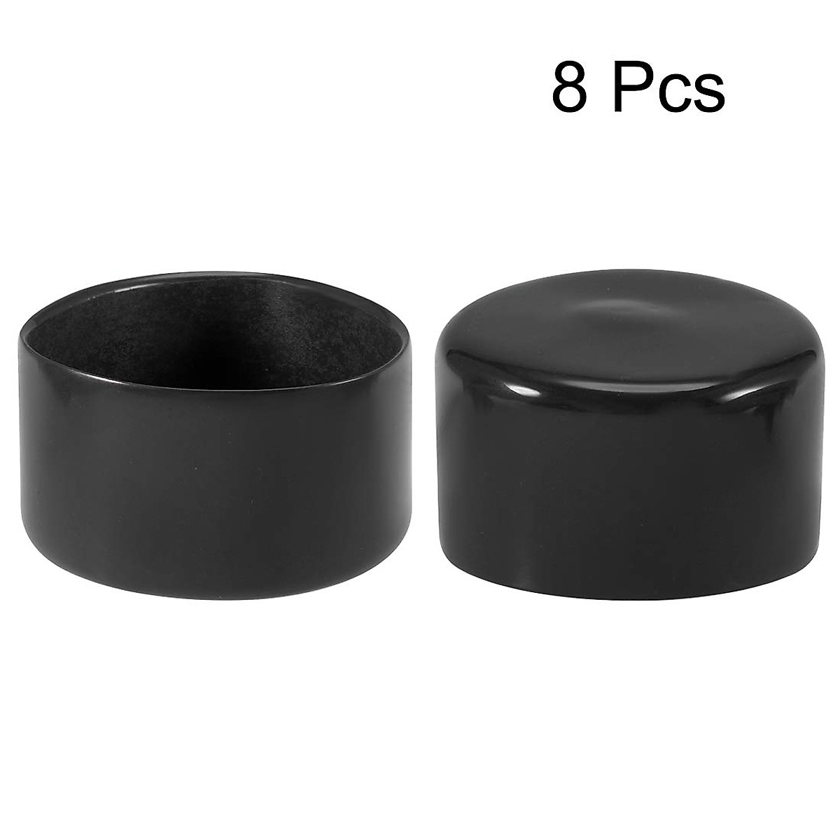 uxcell 8pcs Rubber End Caps 2"(50mm) ID Vinyl Round End Cap Cover Screw Thread Protectors Black
