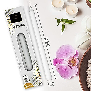 DecorRack 12 White Taper Candles, 10 inch, Unscented Long Lasting and Smokeless, Premium Quality Dinner Candles Ideal for Weddings, Party, and Home Decor (4 Boxes, 3 Candles Each)