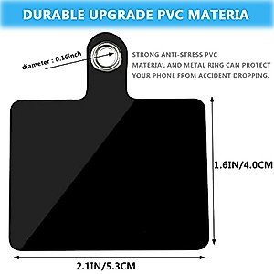 20 Pack Cell Phone Lanyard Tether Tab with Metal Ring, Universal Replacement Attachment Cellphone Tether PVC Patches Sticker Pad for Wrist Phone Strap Smartphone Neck Safety Tether, Black