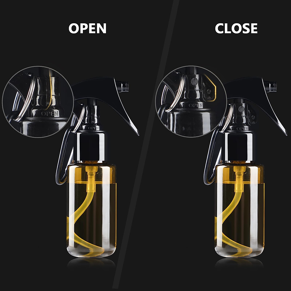 TANSHINE Small Spray Bottle 50ml, Travel Size Mini Fine Mist Water Spray Bottles, Portable Hand Sanitiser Alcohol Spray Bottle, Plastic Refillable Empty Face Mister Spray Bottles with Clip, 5pcs