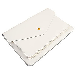 Benfan Leather Laptop Sleeve 13 Inch Compatible for 2022 13inch MacBook Air M2,13 MacBook Pro M2, Surface Pro 3 4 5 6 7, Dell XPS 13 Color White