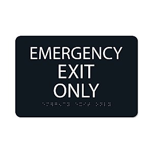 ALPHA DOG ADA SIGNS - Emergency Exit Only Sign with Braille for Your Business, 6x9 Inch, ADA Compliant, Indoor or Outdoor, Easy Installation, Made in the USA, Black